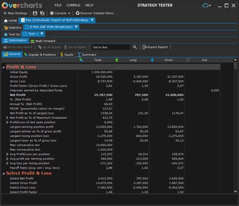 strategy tester backtest report overcharts help center