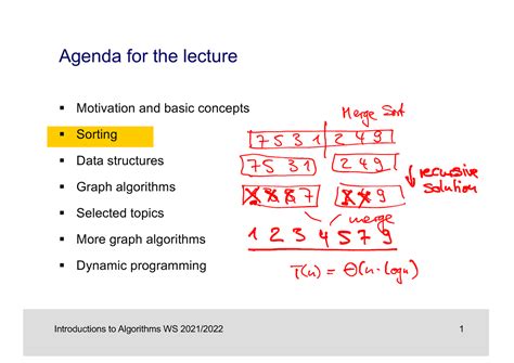 Algorithms 21 Quick Sort Lecture Agenda For The Lecture § Motivation