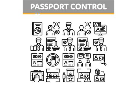 Passport Control Check Collection Icons Set Vector Graphic By Pikepicture · Creative Fabrica