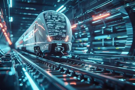 Premium Photo Autonomous Rail Freight Transport System With Robotic Cargo Handling