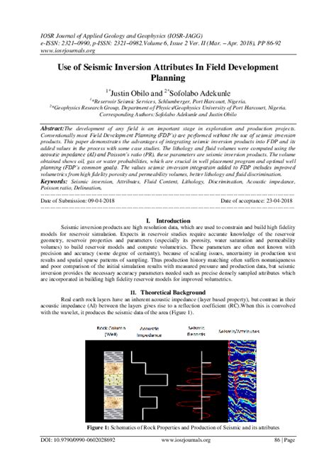 Pdf Use Of Seismic Inversion Attributes In Field Development Planning 1