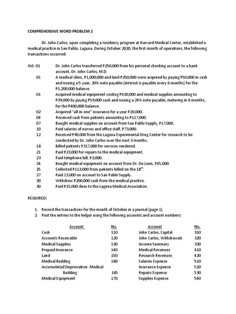 Comprehensive Word Problem 1 Pdf Expense Revenue