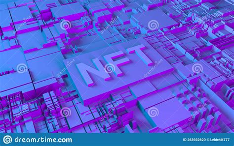 nft nonfungible tokens concept nft word on abstract technology