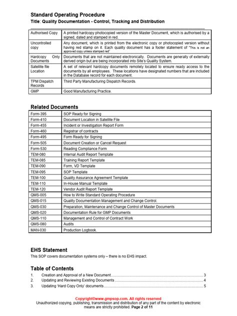 Qms 025 Quality Documentation Control Tracking And Distribution Sam Pdf Databases