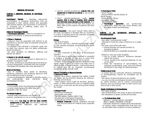 Abpsy Lecture Notes Abnormal Psychology Chapter 1 Abnormal Behavior
