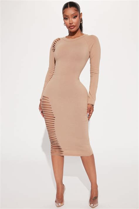 Blair Midi Dress Nude Fashion Nova
