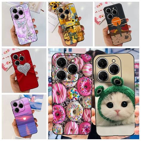For Tecno Spark Pro K J Spark Pro Phone Case Lovely Cartoons Doughnut Pattern Matte