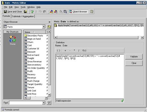 Kb19323 How To Create A Metric That Displays A Date Range Defined By Answering Two Date Prompts