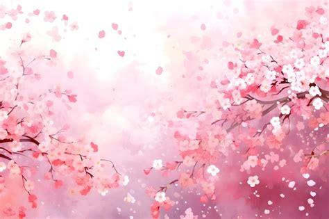Premium Photo Watercolor Soft Dreamy Pink Cherry Blossom Branches And