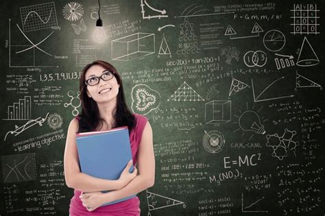 Premium Photo Beautiful Student Looking Up At Light Bulb In Class