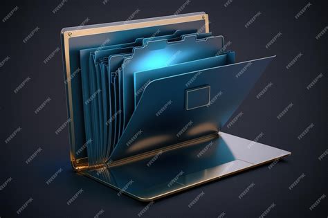 Premium Photo File Folder Illustration On Laptop Screen Data Storage Concept Dark Blue