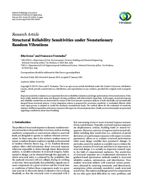 Pdf Structural Reliability Sensitivities Under Nonstationary Random
