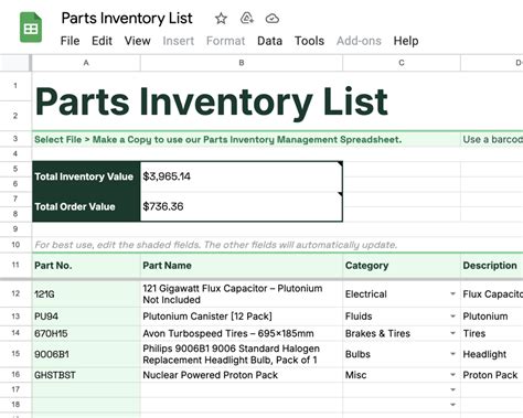 spreadsheet spare parts list template excel at antoinette roy blog