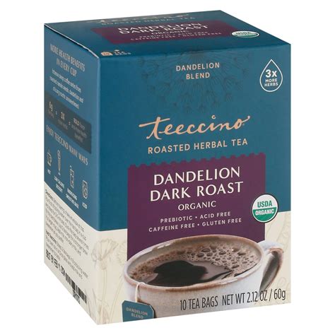 Teeccino Dandelion Dark Roast Herbal Tea Bags Shop Coffee At H E B
