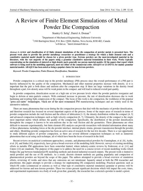 A Review Of Finite Element Simulations Of Metal Pdf Stress