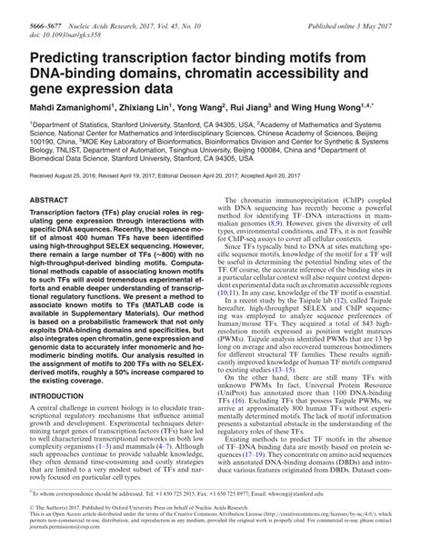 Pdf Predicting Transcription Factor Binding Motifs From Dna Binding