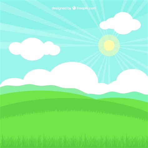 Free Vector Decorative Background With Grass Field