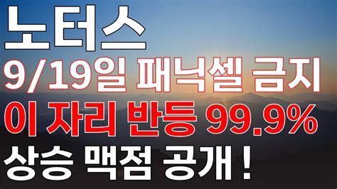 노터스 919일 패닉셀 금지 이 자리 반등 999 확률 상승 맥점 공개합니다 Youtube