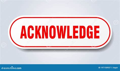 Acknowledge Button Rounded Sign On White Background Cartoon Vector 196835977