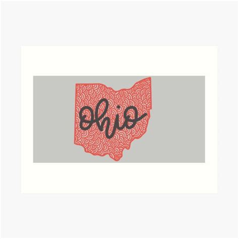 Ohio Wavy Cursive State Outline Art Print For Sale By Carwalker13 Redbubble