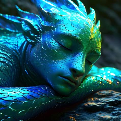 Premium Photo A Woman With A Dragon Face And A Dragon Head