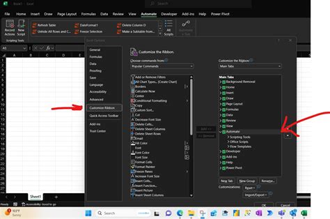 solved office scripts is enabled but no automate bar in e power