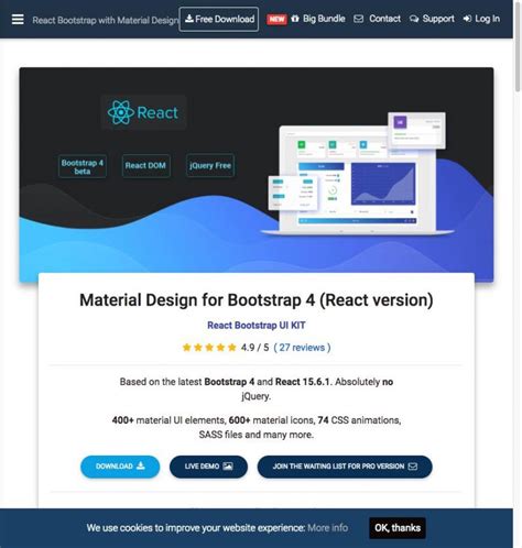 Material Design Bootstrap Avec React Js Vue Js Ou Angular Js