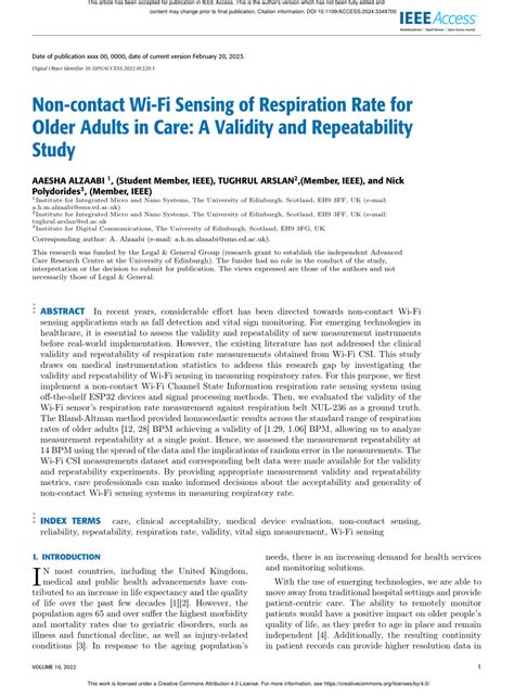 Pdf Non Contact Wi Fi Sensing Of Respiration Rate For Older Adults In Care A Validity And