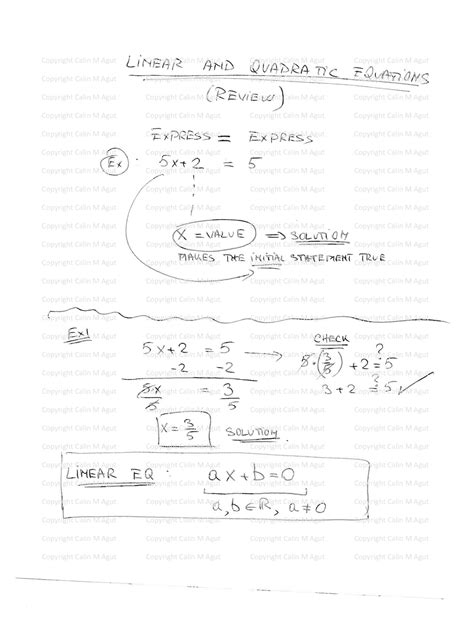 Linear Equations Algebra Lecture Notes Docsity