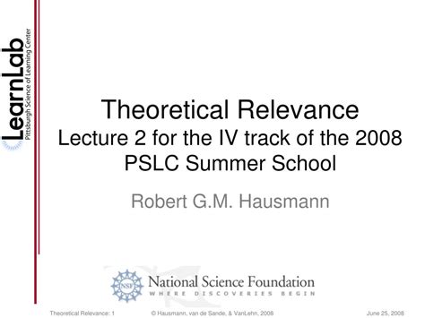 Ppt Theoretical Relevance Lecture 2 For The Iv Track Of The 2008 Pslc Summer School Powerpoint