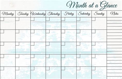 Monthly Overview Pages Pdf Printable Etsy
