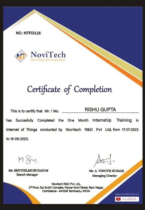 Rishu Gupta On Linkedin Connections Internship Internship Novitech Iot Ietddugu