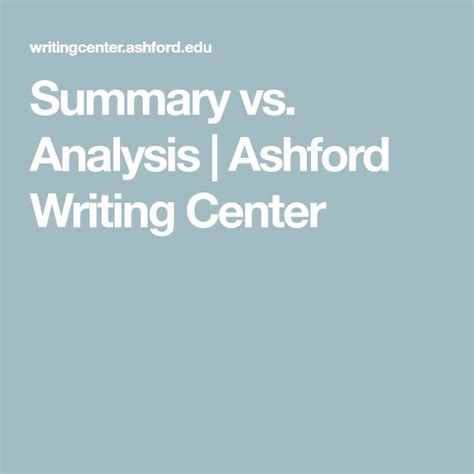 Summary Vs Analysis Ashford Writing Center Writing Center Analysis Critical Thinking