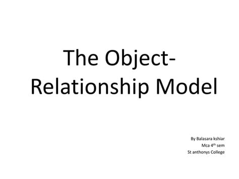 Object Relationship Model Of Software Engineeringa Subtopic Of Object
