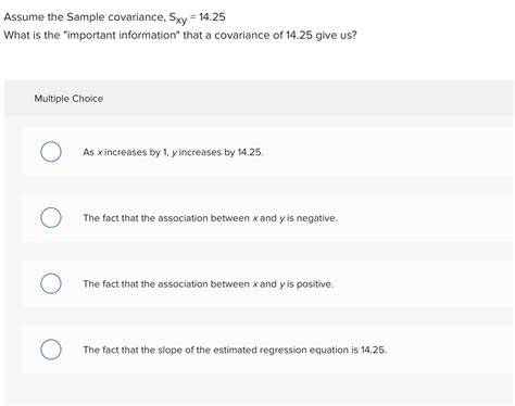 Solved Assume The Sample Covariance Sxy What Is The Chegg Com