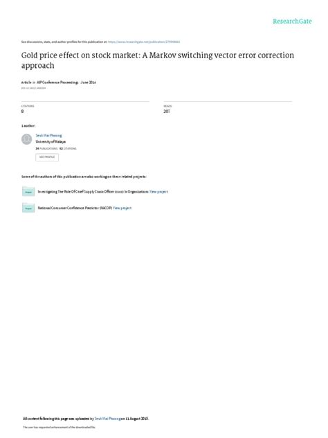 gold price effect on stock market a markov switching vector error