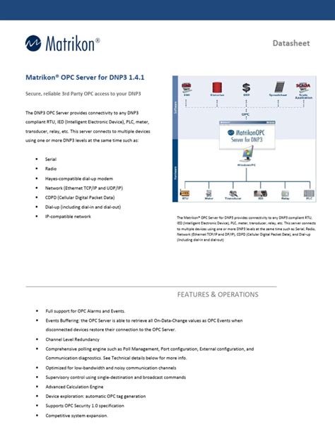 opc server for dnp3 datasheet pdf