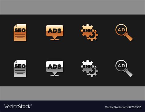 Set Seo Optimization Advertising Social Media Vector Image