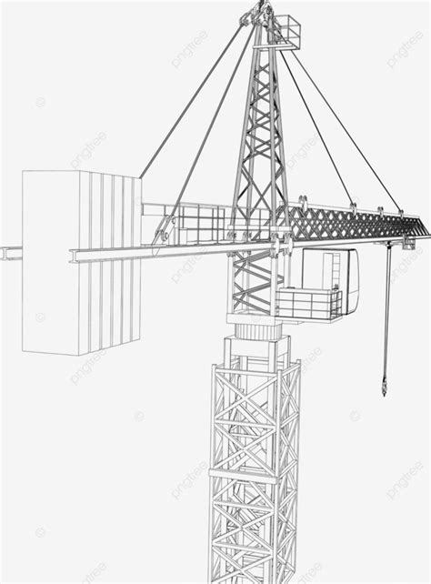 Tower Construction Crane Vector Rendering Of 3d Perspective Line