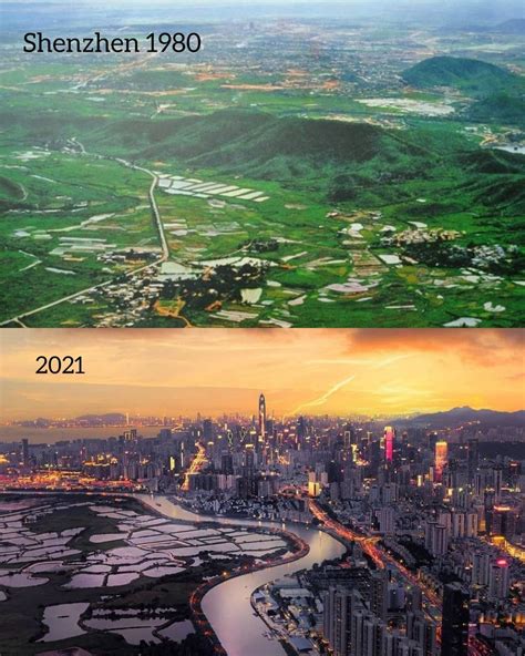 Shenzhen From 1980 And Now Aerial View Transformation