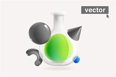Premium Vector Vector Flask With Abstract Spheres And Cones