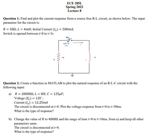 Question Find And Plot The Current Response From A Chegg