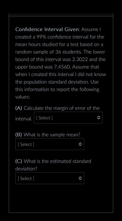 confidence interval given assume i created a 99