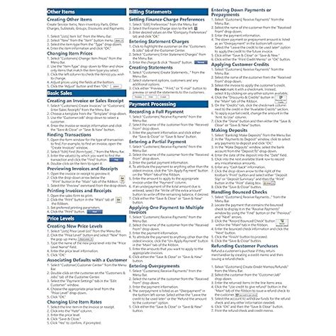 Quickbooks Desktop Pro 2020 Quick Reference Training Card Laminated Tutorial