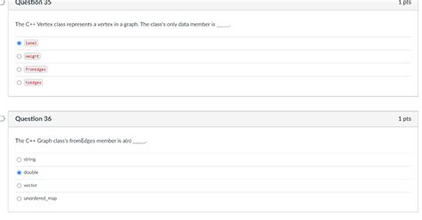 Solved The C Vertex Class Represents A Vertex In A Graph Chegg