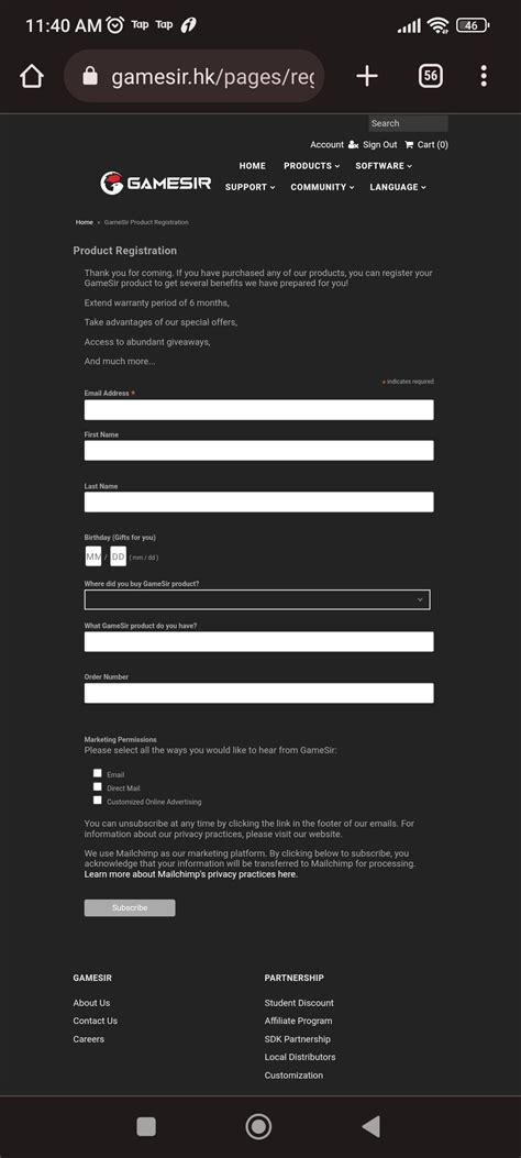 Help No Save Button On Gamesir Product Registration Page Rgamesir