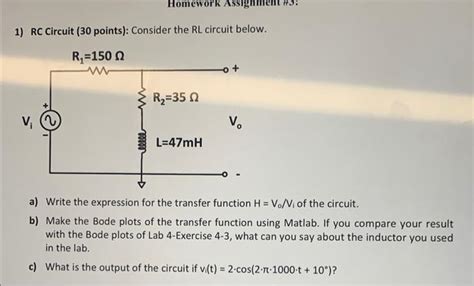 Solved 1 Rc Circuit 30 Points Consider The Rl Circuit