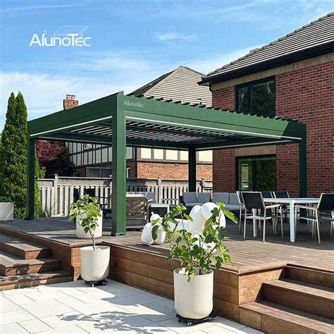 Alunotec Canada Custom 5x6m Green Motorized Pergolas Screens Shades