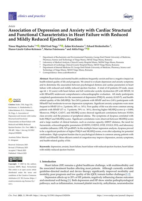 Pdf Association Of Depression And Anxiety With Cardiac Structural And Functional
