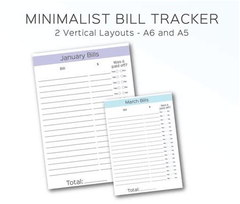 Minimalist Bill Tracker Printable